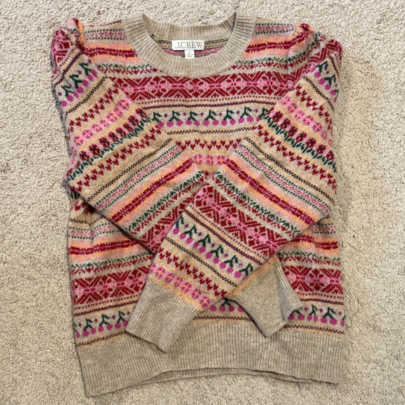 J. Crew | Sweaters | Jcrew Fair Isle Cropped Puff Sleeve Sweater | Poshmark